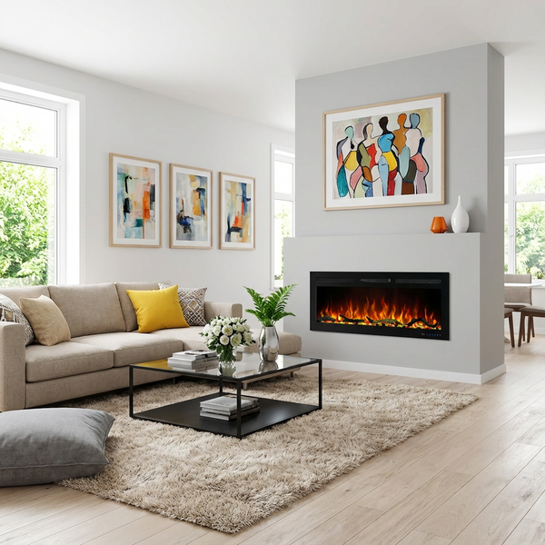 1270mm 50" EF50R Pro Media Wall Electric Fire with 13 Flame Colors Bui ...
